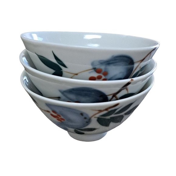 Dining | Vintage Japanese Porcelain Rice Bowl Floral Branch White Set ...